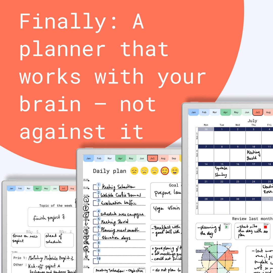 ADHD Digital Planner 2025, 2026 for Remarkable & iPad – Hyperlinked PDF ...