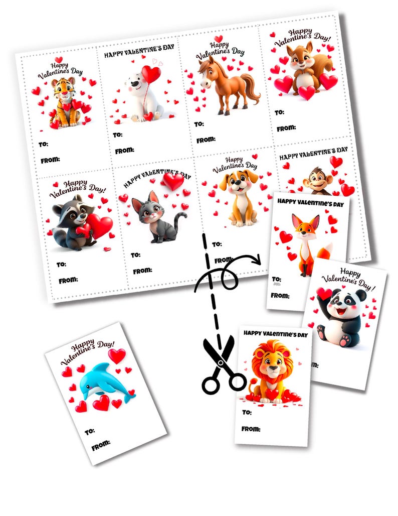 16 Cute and Cuddly Animal ‘happy Valentine's Day’ Printable Pass Along ...