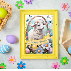 Happy Easter Cute Easter Lamb Digital Downloads | Printable Wall Art ...