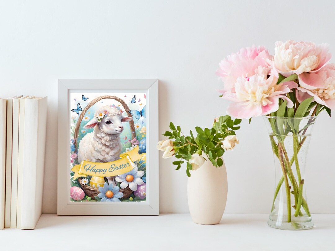 Happy Easter Cute Easter Lamb Digital Downloads | Printable Wall Art ...