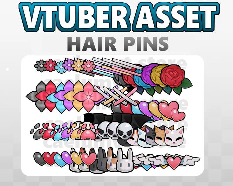 VTUBER HAIRPIN PACK Multicolor Stickers Decorations Assets Pngtuber ...