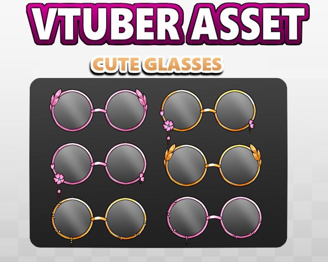 Glasses Vtuber Asset Gold Flowes/leaves/pearls Pinkgold Streamer ...