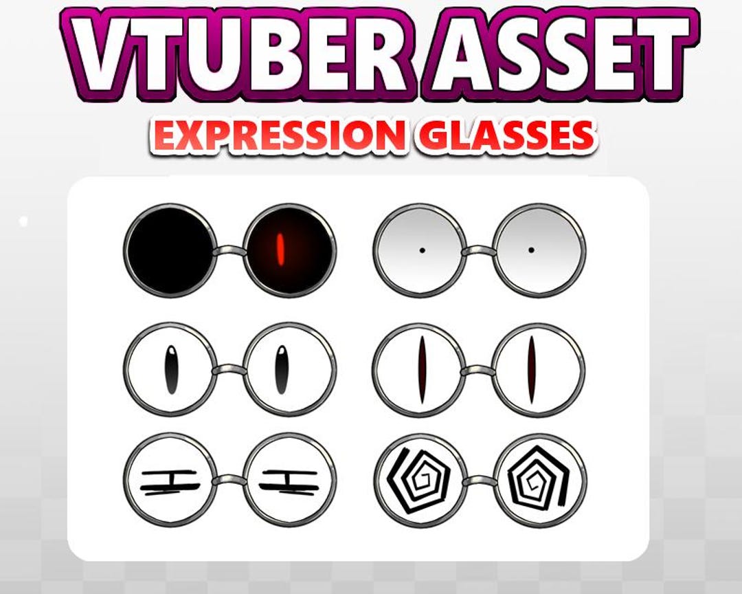 Vtuber Asset Eyes Expression Glasses 6 PACK Set Cartoon Anime Twitch ...