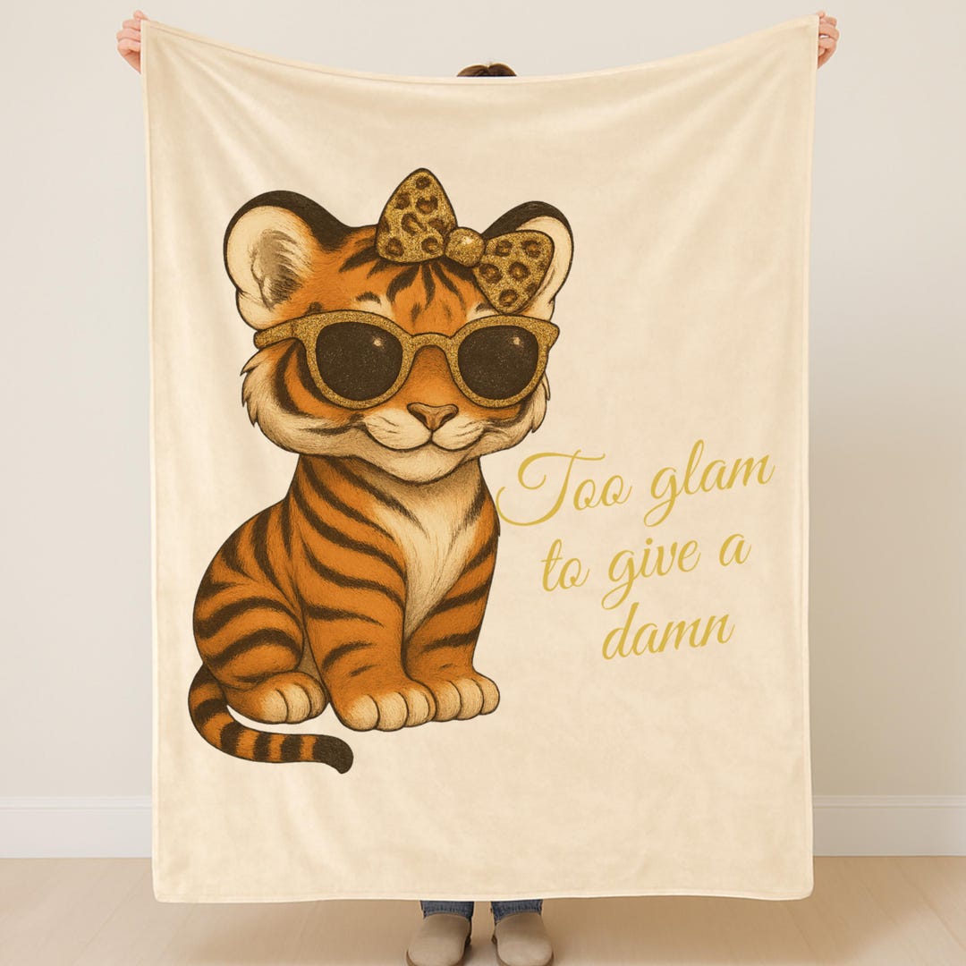 Too Glam to Give A Damn Tiger Girl Blanket | Sassy Plush Throw | Tween ...
