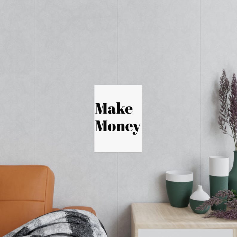 Poster Wall Art That Says Make Money Motivational Home Decor, Office ...