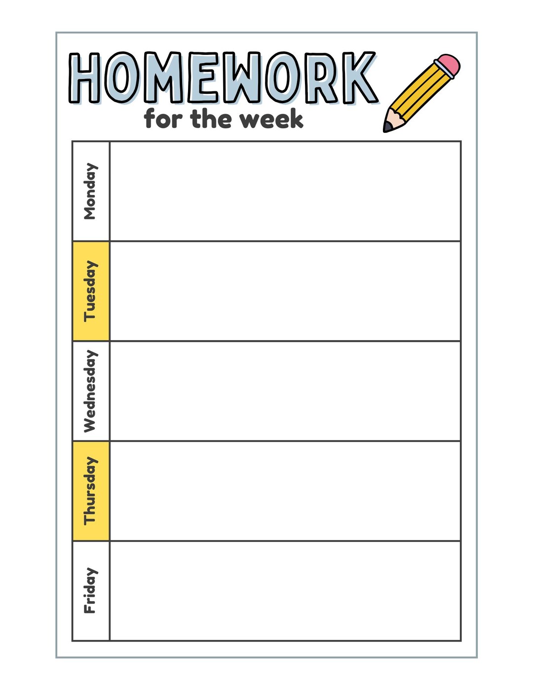 Homework Tracker for Kids and Adults - Etsy
