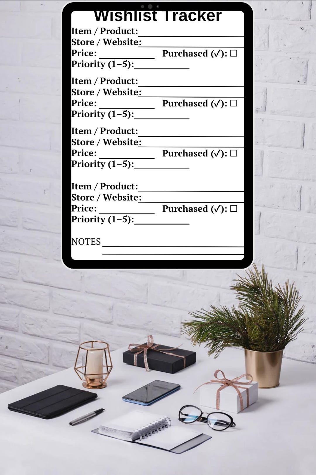 Wishlist Tracker Printable | One Page Shopping Planner PDF | Gift List ...