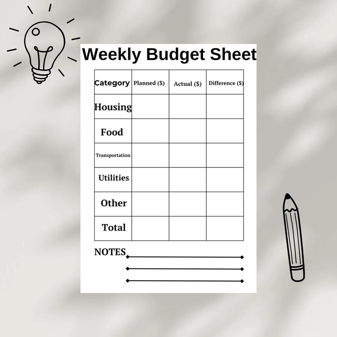 Weekly Budget Planner Printable | Simple Budget Tracker PDF | Weekly ...