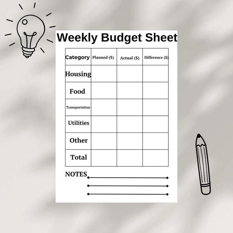 Weekly Budget Planner Printable | Simple Budget Tracker PDF | Weekly ...