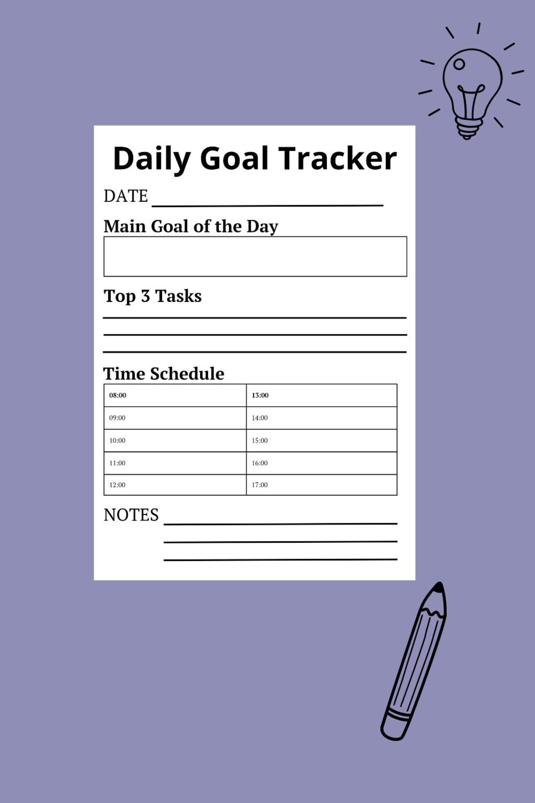 Daily Goal Tracker | Printable Minimalist Goal Planner | A4 PDF ...
