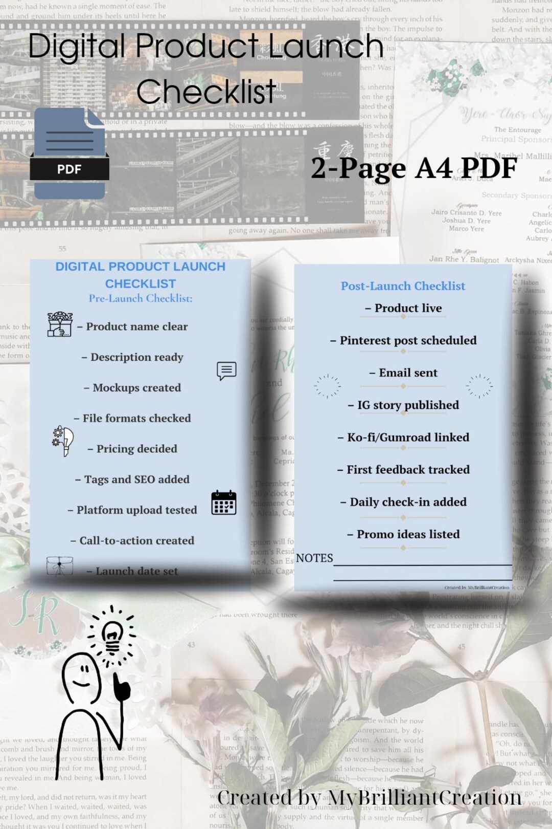 Digital Product Launch Checklist | 2-page A4 Printable PDF | Etsy Ko-fi ...