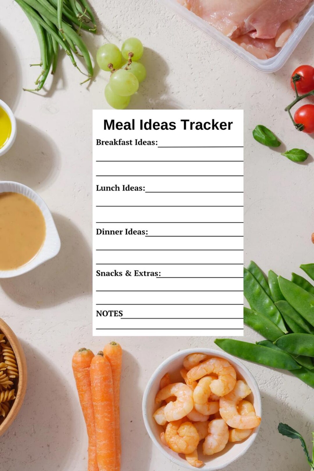 Meal Ideas Tracker Printable | One Page Food Planner PDF | Breakfast ...