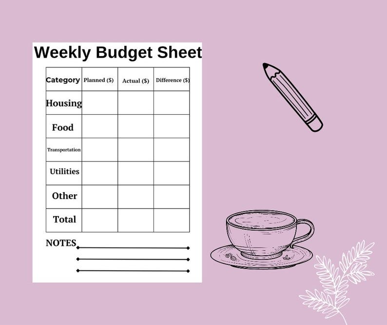 Weekly Budget Planner Printable | Simple Budget Tracker PDF | Weekly ...