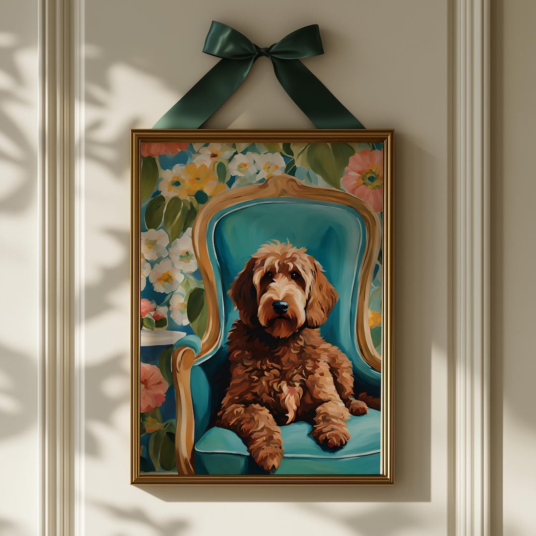 Doodle Wall Art, Golden Doodle Portrait, Brown Doodle Dog Wall Art ...