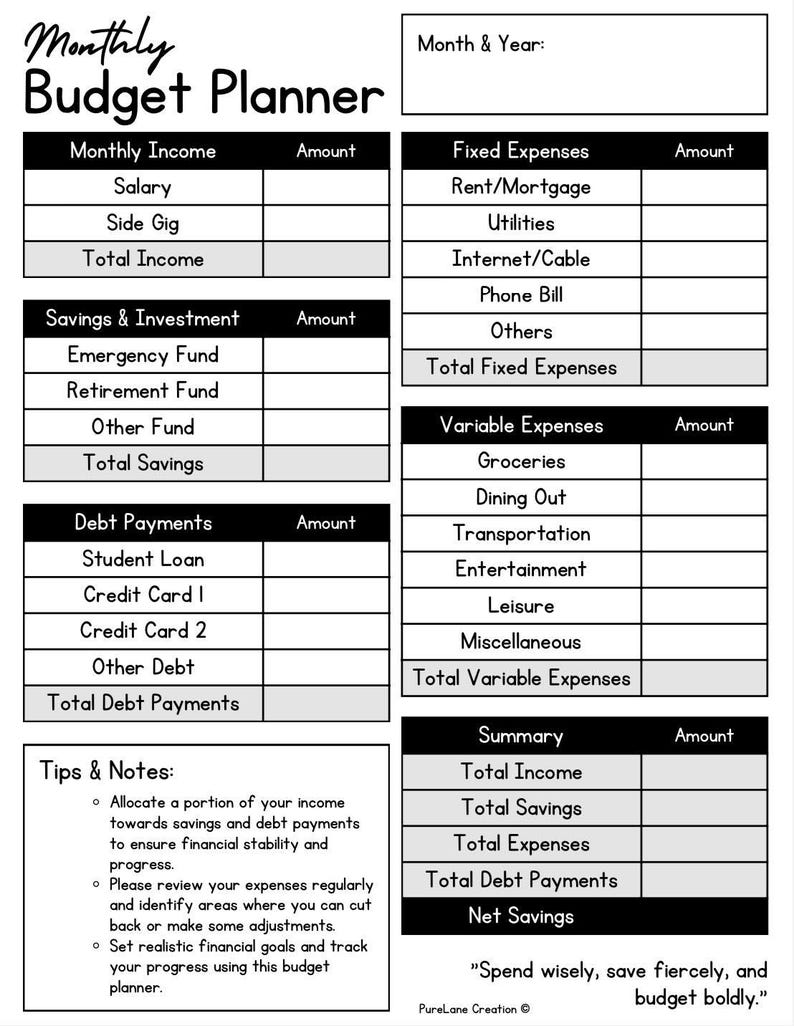 Perfect Monthly Budget Planner - Etsy