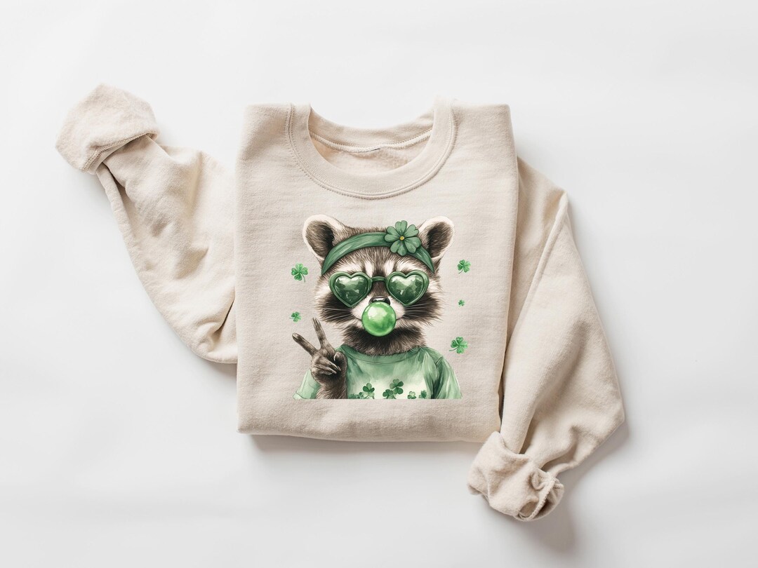 St Patricks Day Raccoon Sweatshirt, Funny Raccoon Patrick's Day Shirt ...