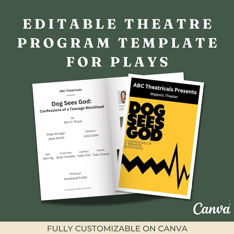 Editable Theatre Program Template for Plays | Canva Stage Production ...
