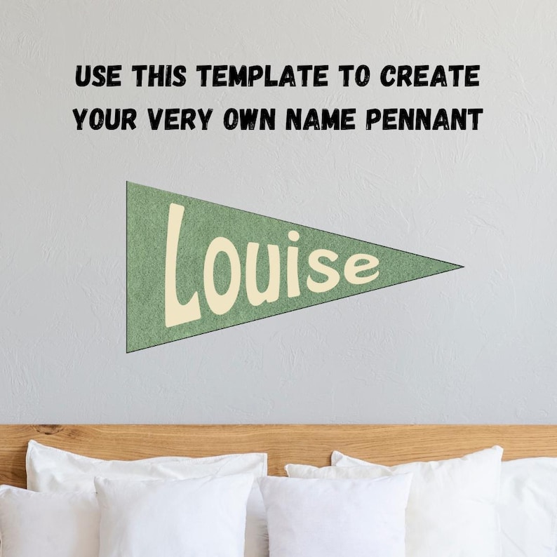 Custom Name Felt Pennant Template: DIY Vintage Banner (digital Download ...