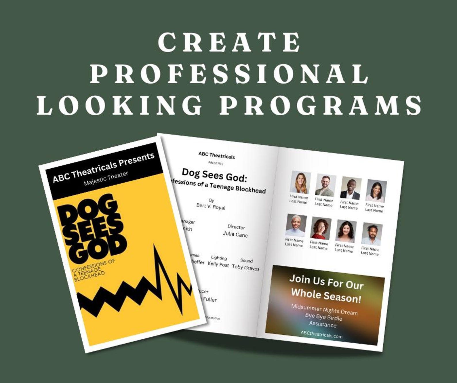 Editable Theatre Program Template for Plays | Canva Stage Production ...