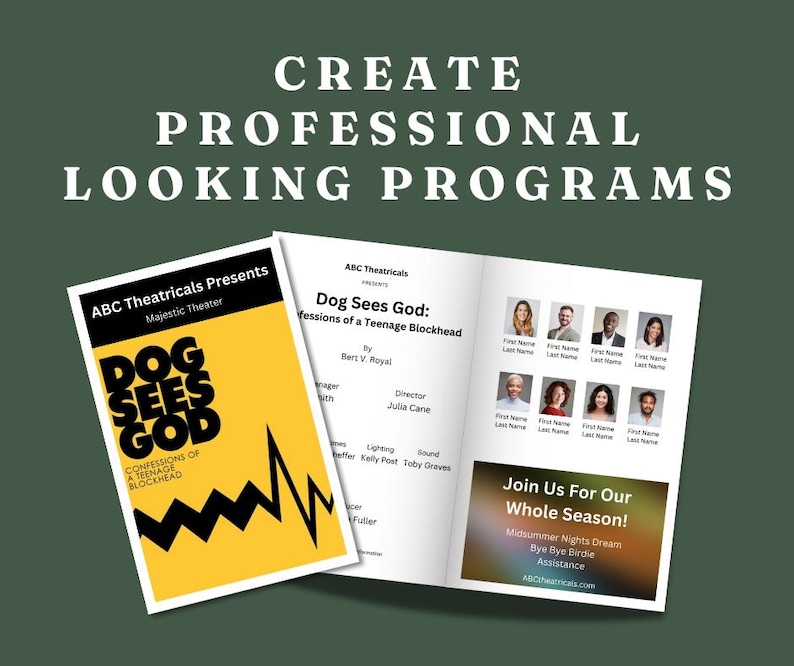 Editable Theatre Program Template for Plays | Canva Stage Production ...