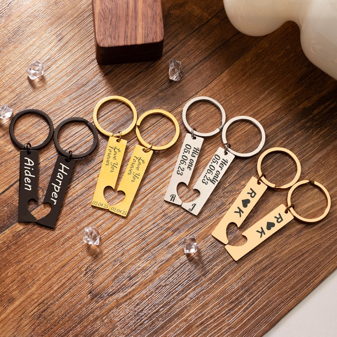 Personalized Couple Keychain Set, Custom Couple Matching Set Keyring ...