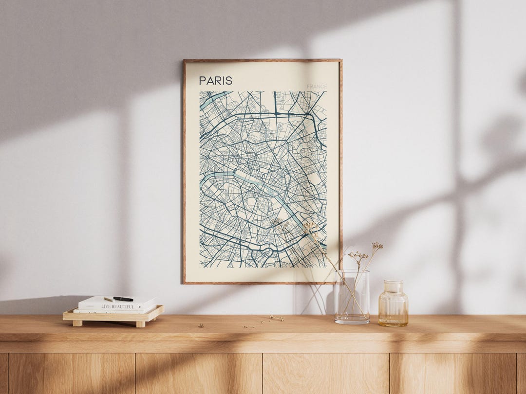 Paris Map Poster - Minimalist City Street Map of Paris, France ...