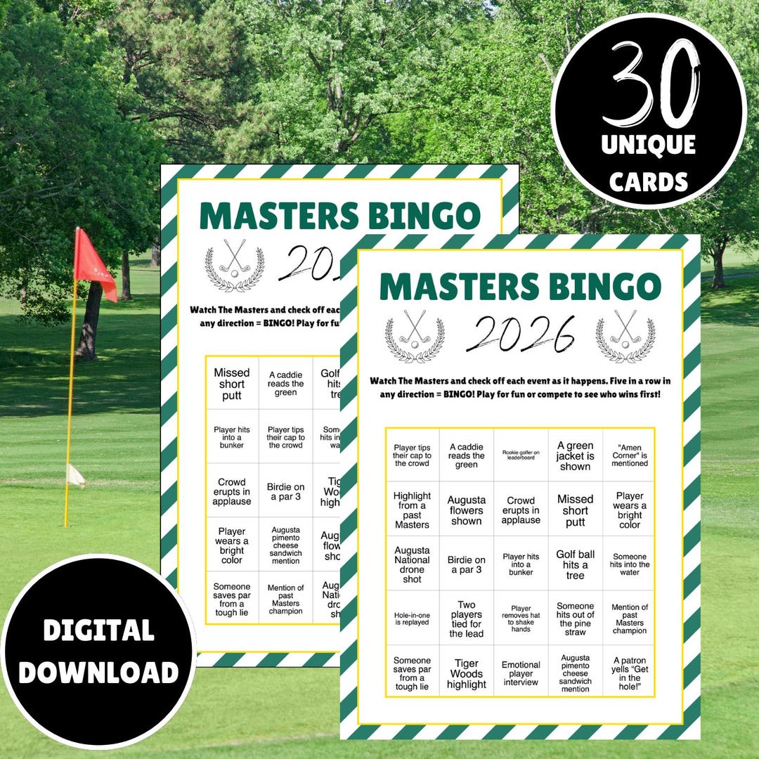 Masters Bingo Printable 2026 – Fun Masters Games & Activities - Etsy