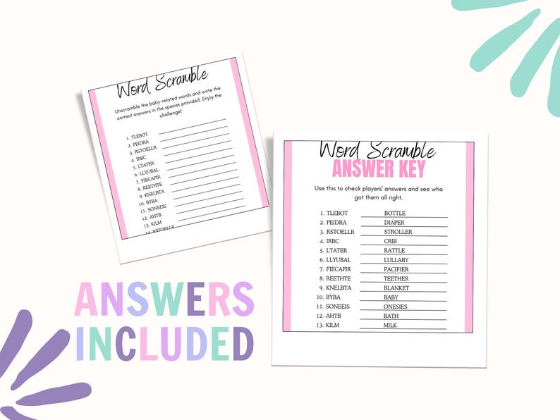 Pink Baby Shower Game Bundle - Solid Color Printable Games! - Etsy