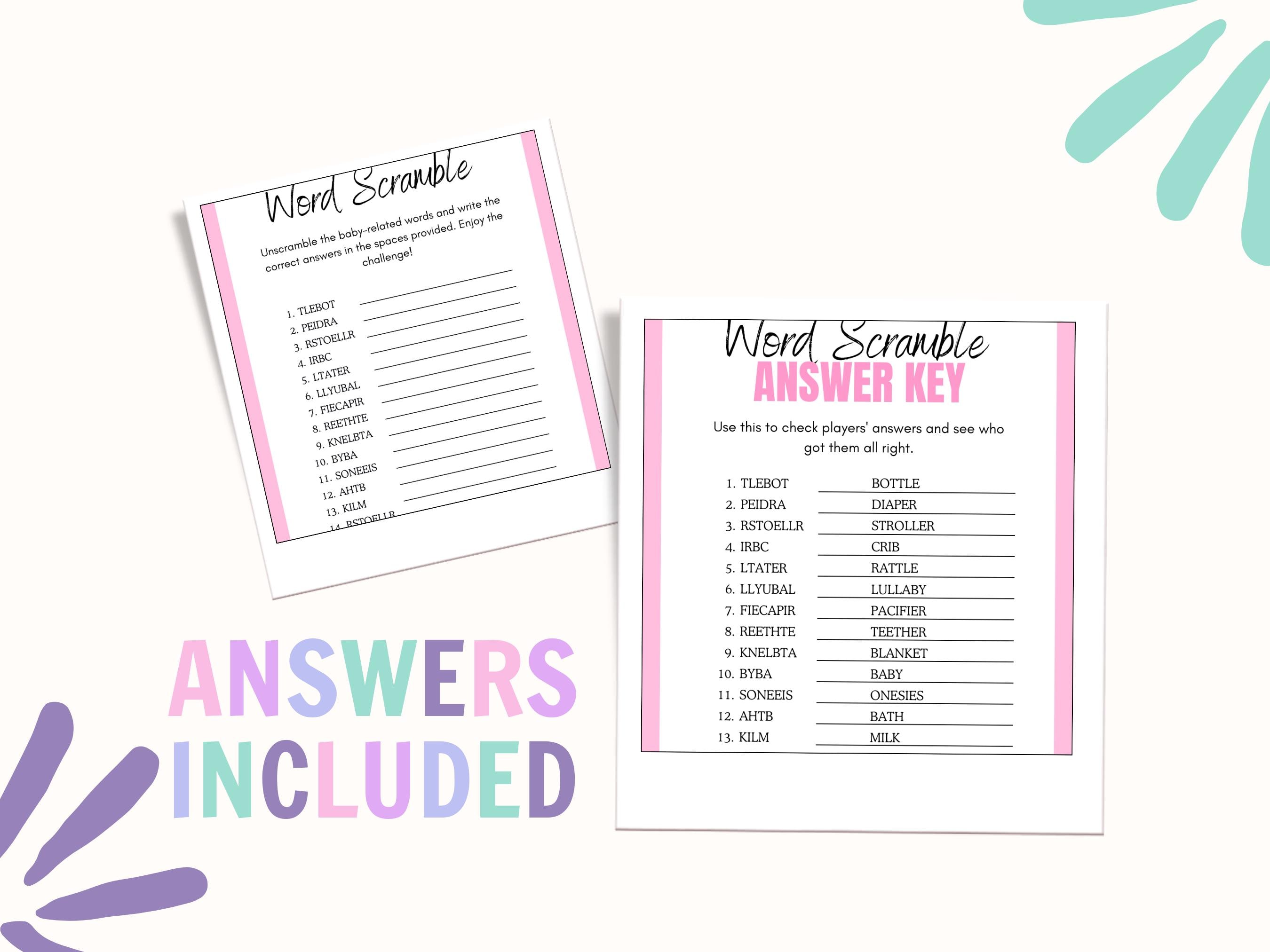 Pink Baby Shower Game Bundle - Solid Color Printable Games! - Etsy