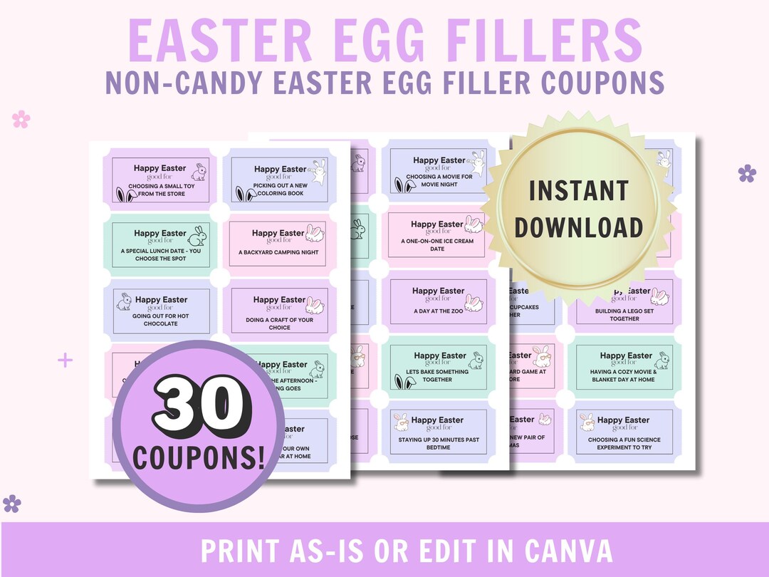 Non Candy Easter Egg Filler – Printable & Editable Easter Egg Stuffers ...