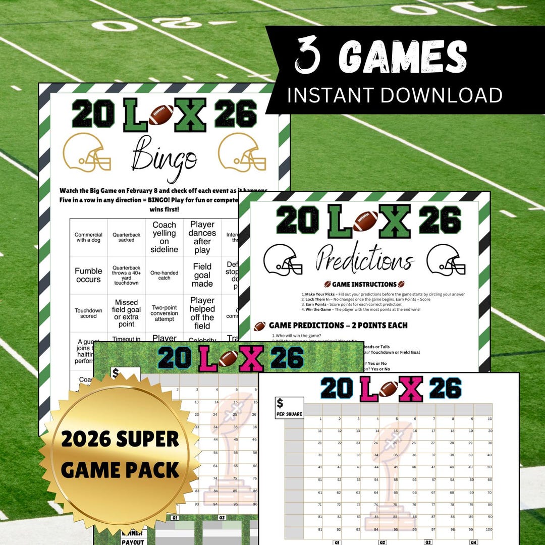 2026 Super Big Bowl Game Party Pack – Football Bingo, Predictions ...