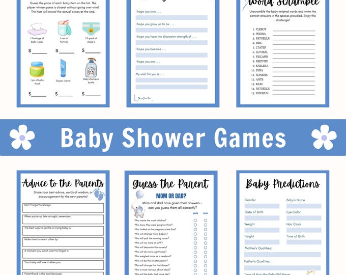 BABY SHOWER GAMES, Boy Baby Shower Games, Baby Shower Activities ...