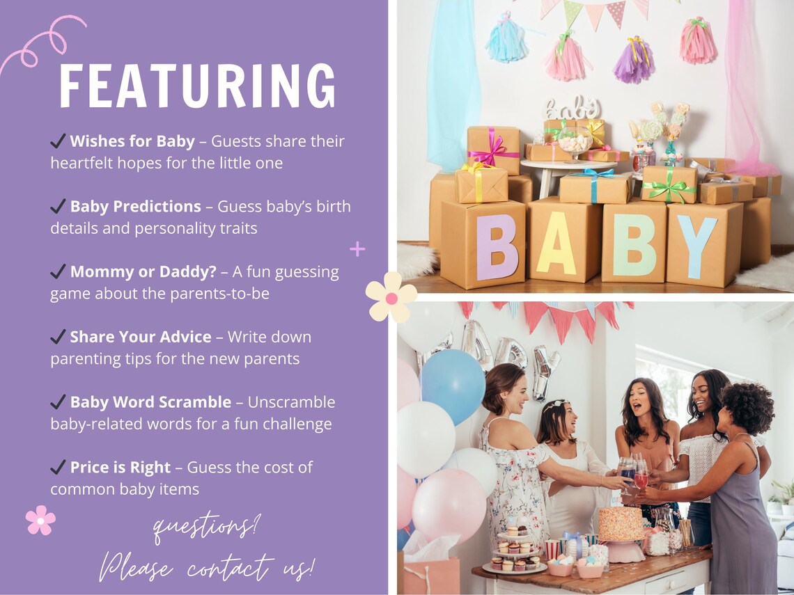 Pink Baby Shower Game Bundle - Solid Color Printable Games! - Etsy