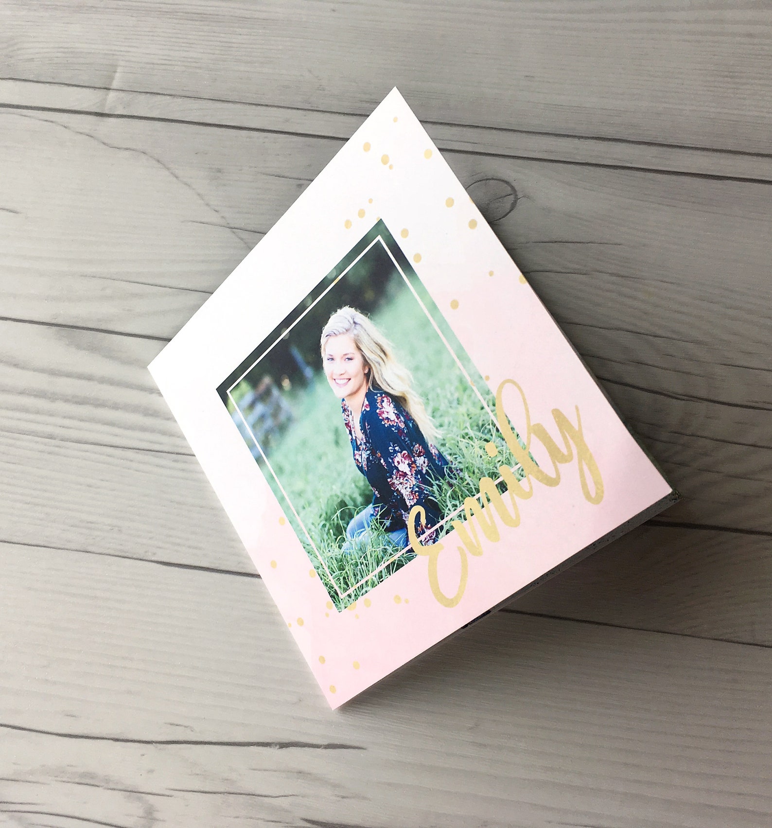 Folded Graduation Announcement Invitations Custom Tri-fold Pink & Gold ...