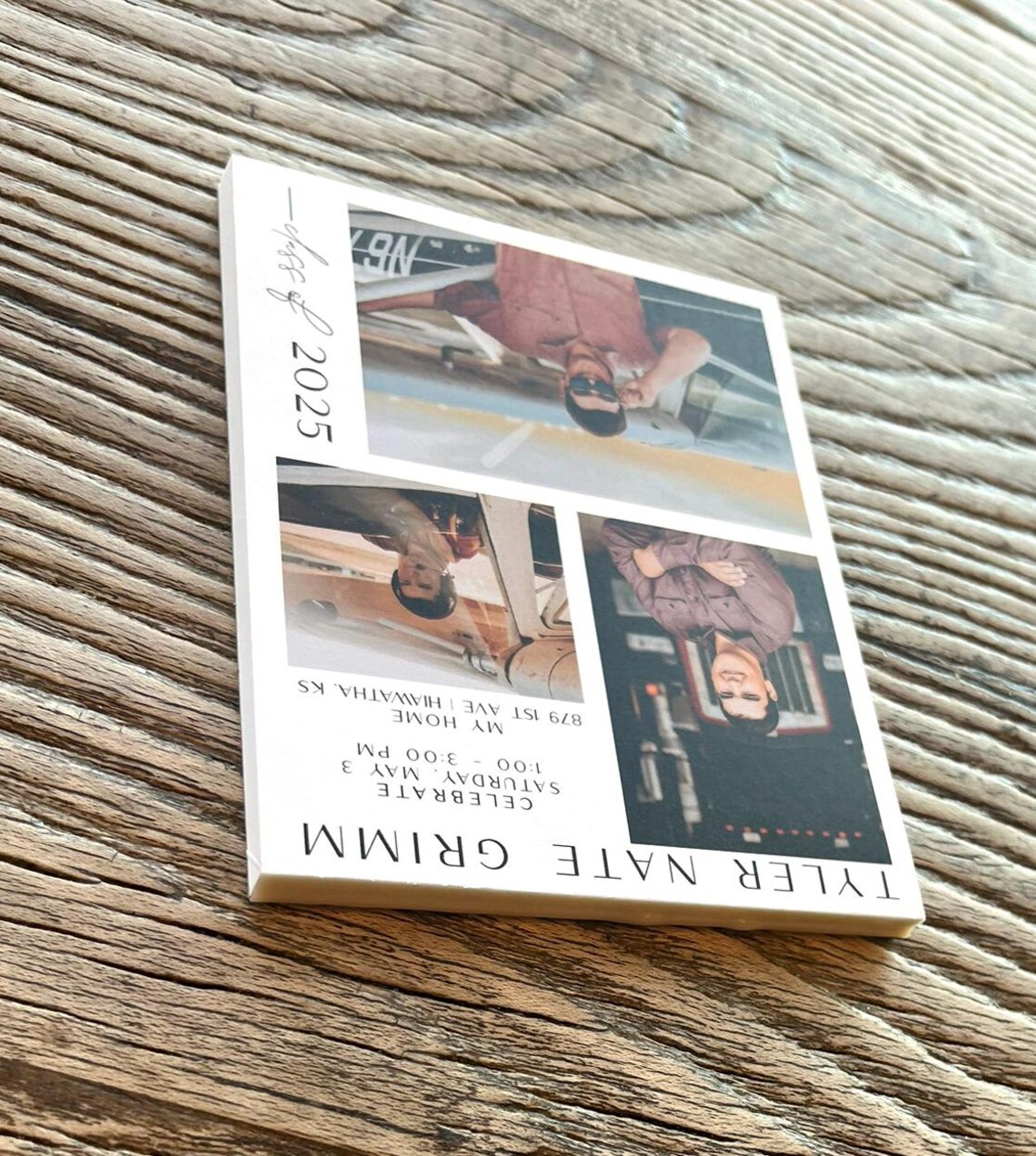 Modern Graduation Tear off Notepad Invitations · 3 Photo Graduation ...
