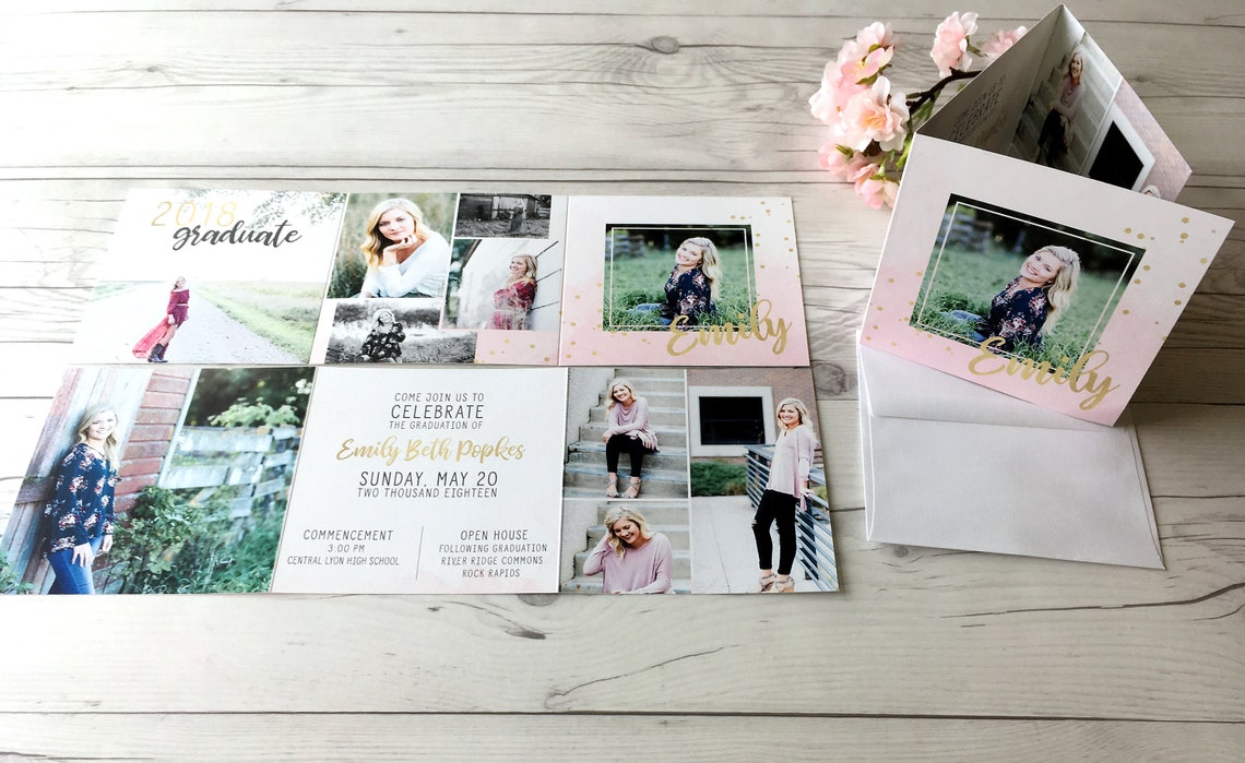 Folded Graduation Announcement Invitations Custom Tri-fold - Etsy