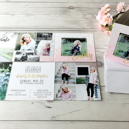 Folded Graduation Announcement Invitations Custom Tri-fold - Etsy