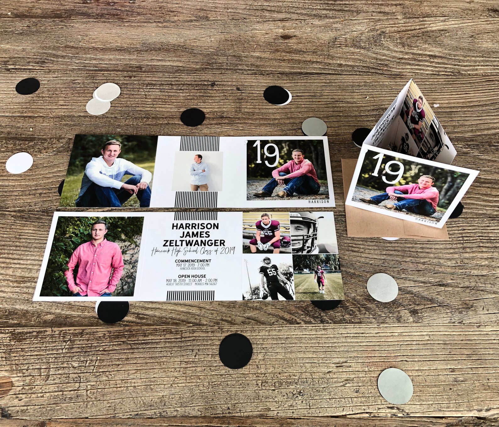 Tri-fold Graduation Announcements Invitations Modern Black & | Etsy