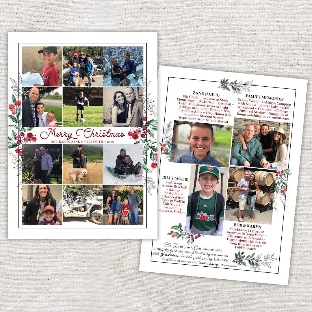 Christmas Photo Card Family Update · Simple Year Recap Including 16 ...