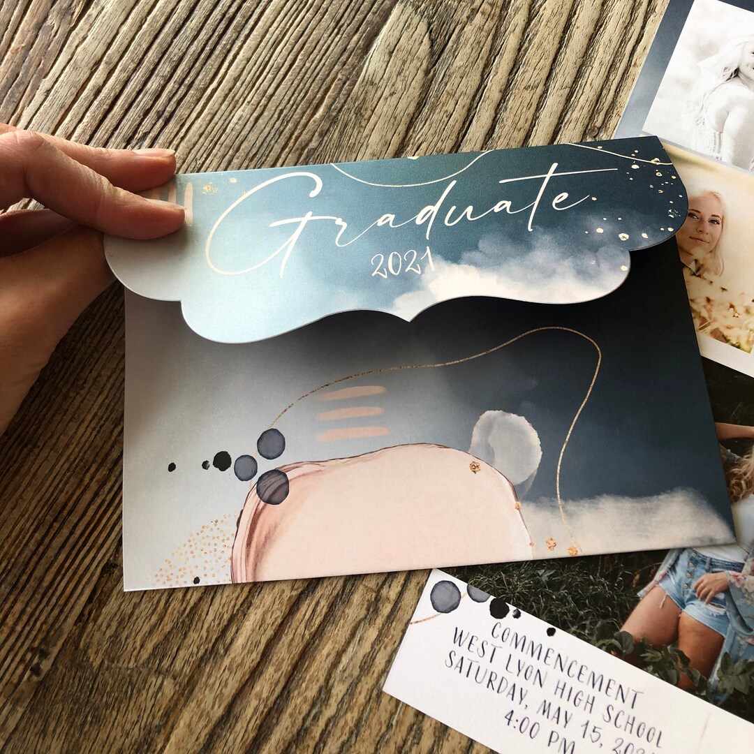 Abstract Watercolor Folded Graduation Invitations · Luxury Fold ...