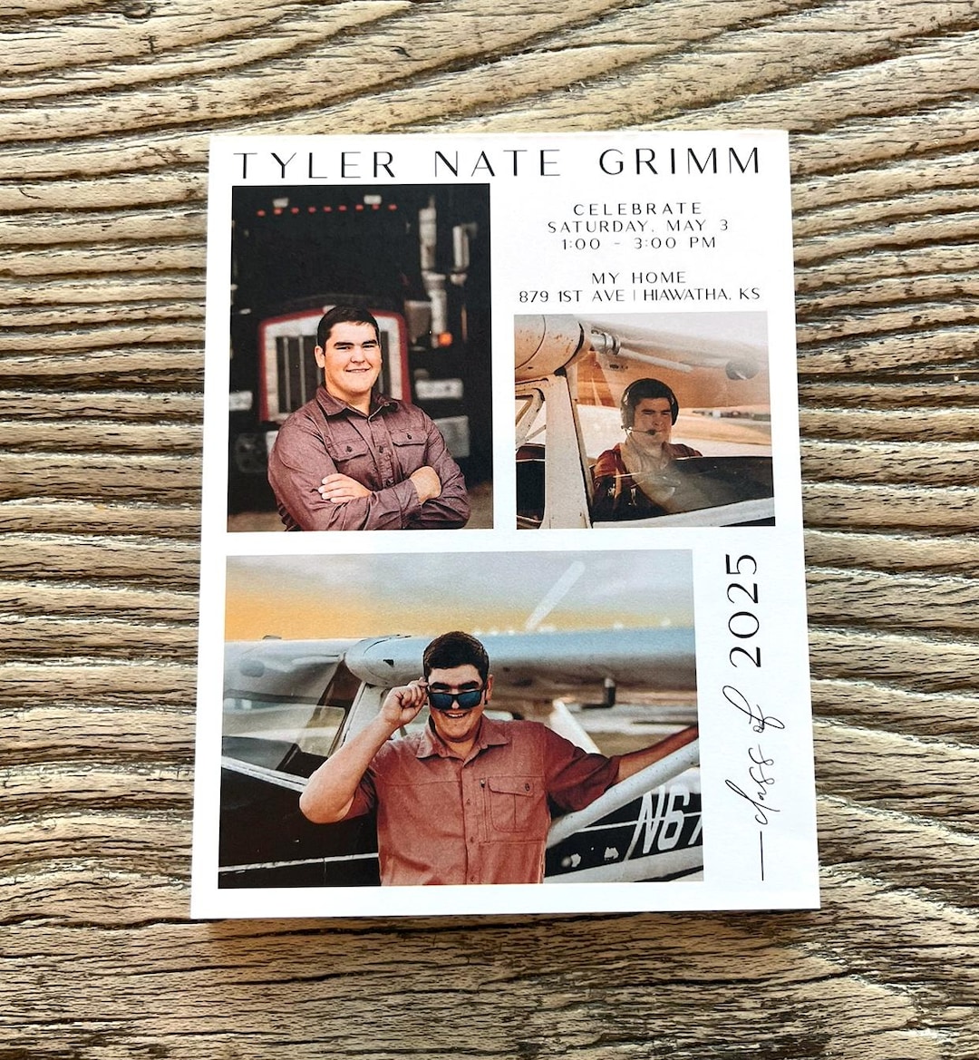 Modern Graduation Tear off Notepad Invitations · 3 Photo Graduation ...