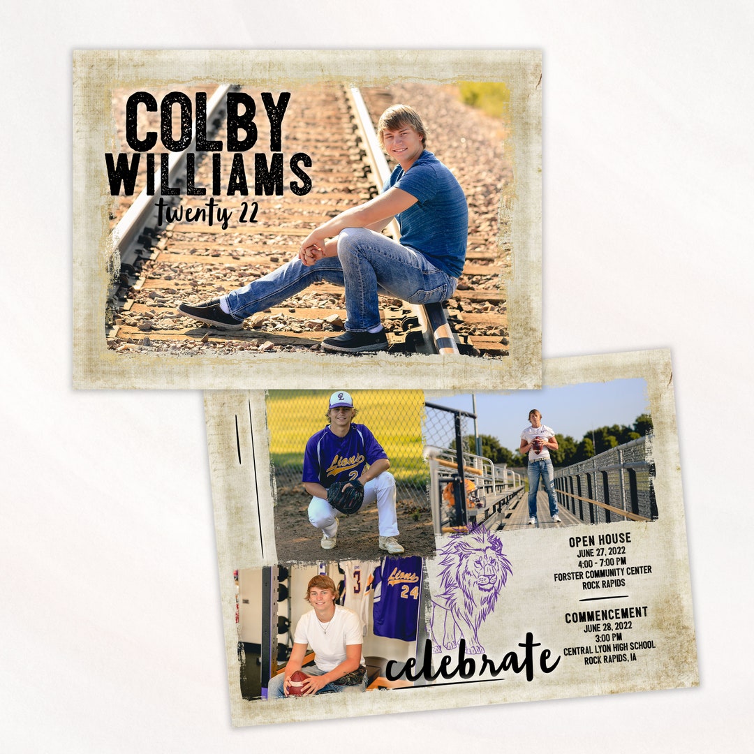 Rustic Male Graduation Photo Invitation Graduation Announcement Change ...