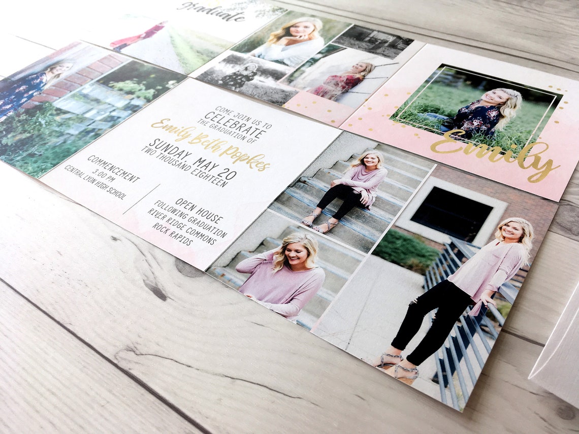 Folded Graduation Announcement Invitations Custom Tri-fold - Etsy