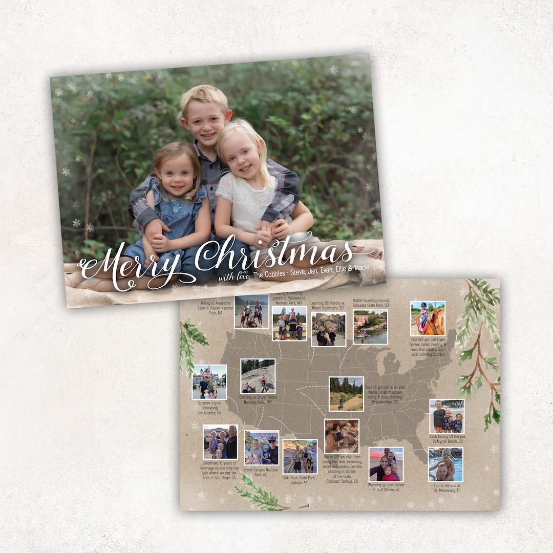Family Adventure Map Christmas Cards - Include up to 15 Map Place and ...
