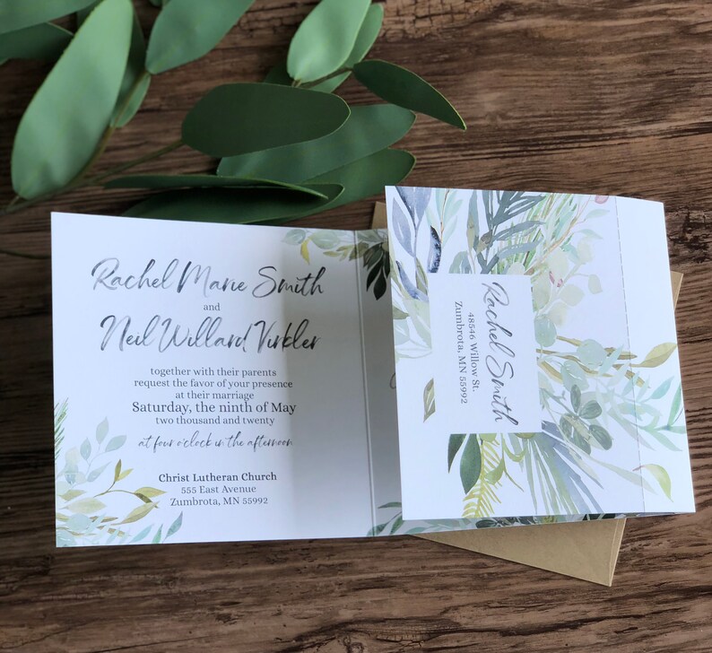 Tri-fold All in One Wedding Invitation Greenery Wedding - Etsy