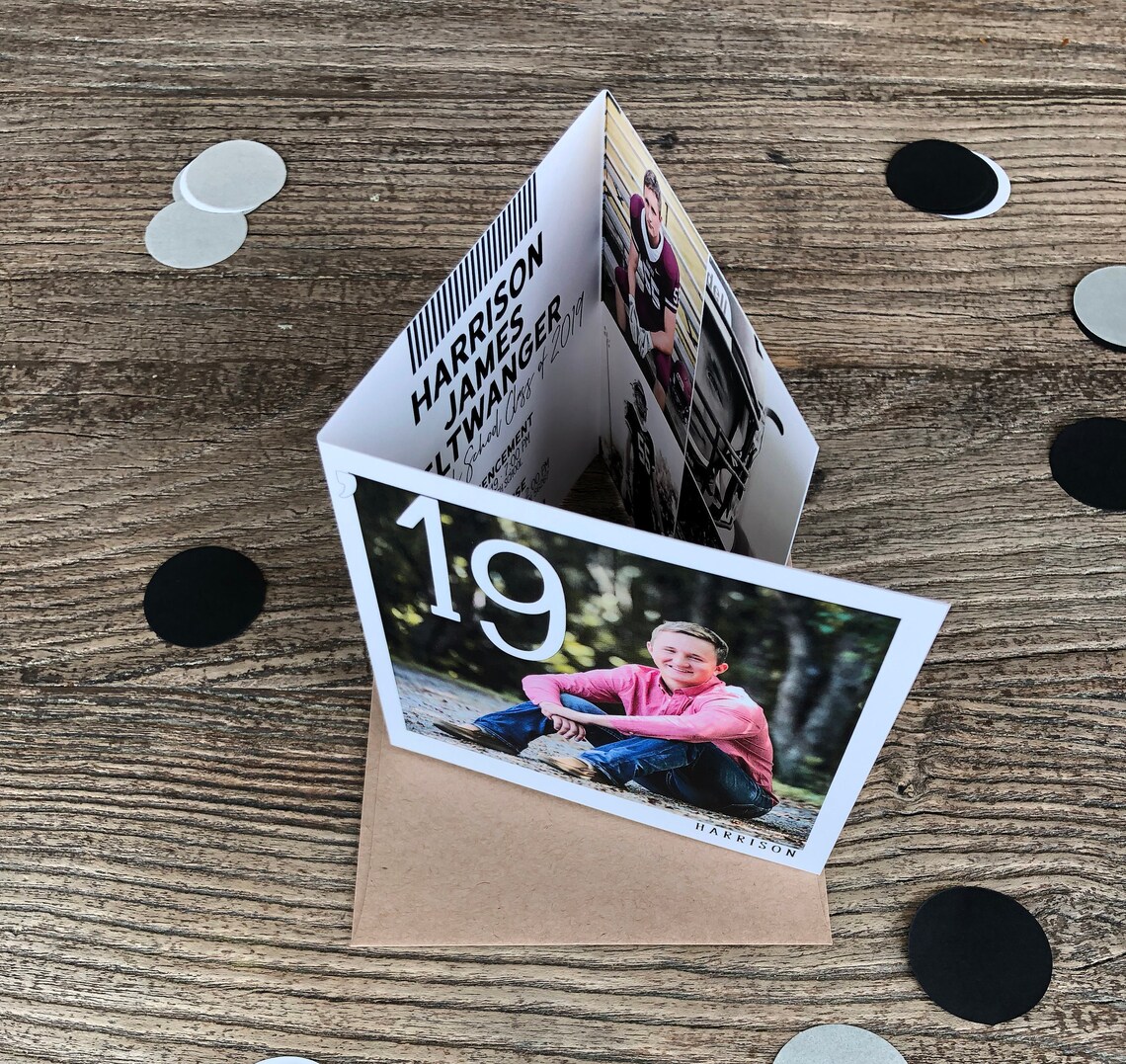 Tri-fold Graduation Announcements Invitations Modern Black & | Etsy