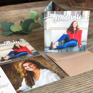 Greenery Tri-fold Graduation Announcements Invitations · Custom ...