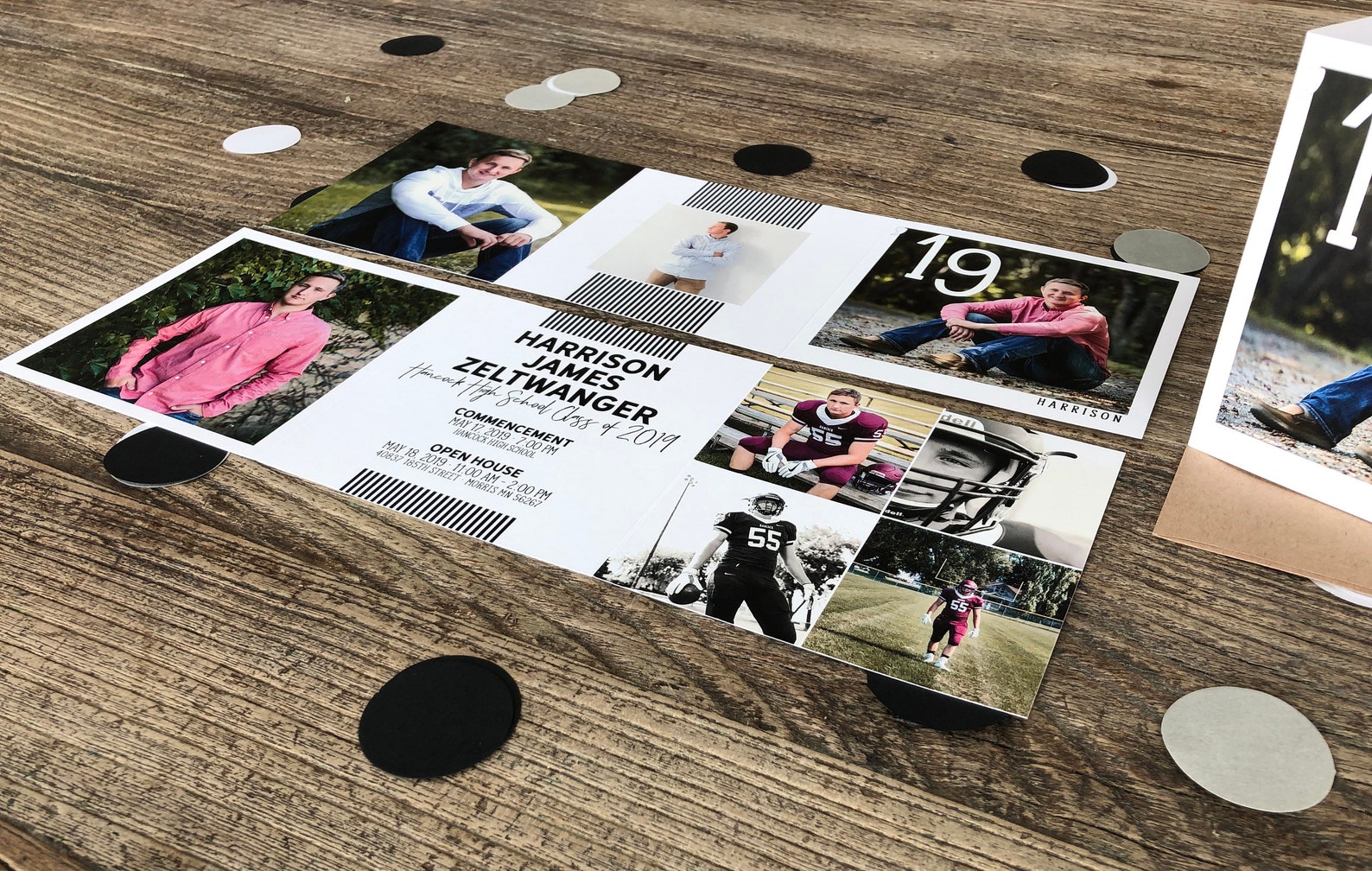 Tri-fold Graduation Announcements Invitations Modern Black & | Etsy