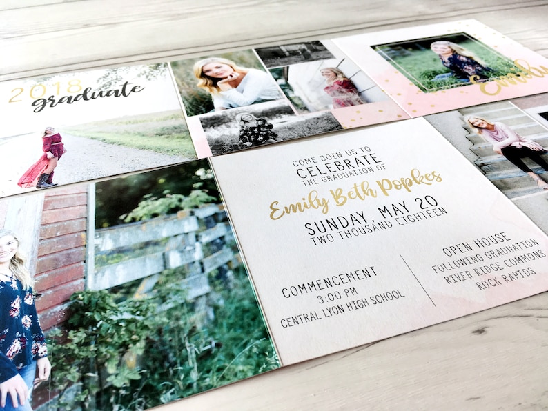 Folded Graduation Announcement Invitations Custom Tri-fold - Etsy