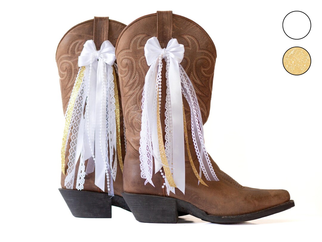 White and Gold Wedding Boot Bows | White and Gold Boot Bows | Wedding ...